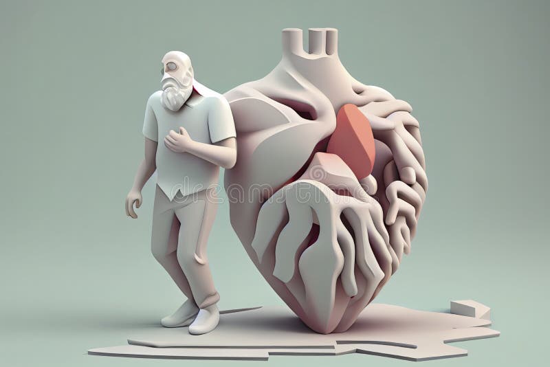 3D White People. Man with a Heart Attack Stock Illustration ...
