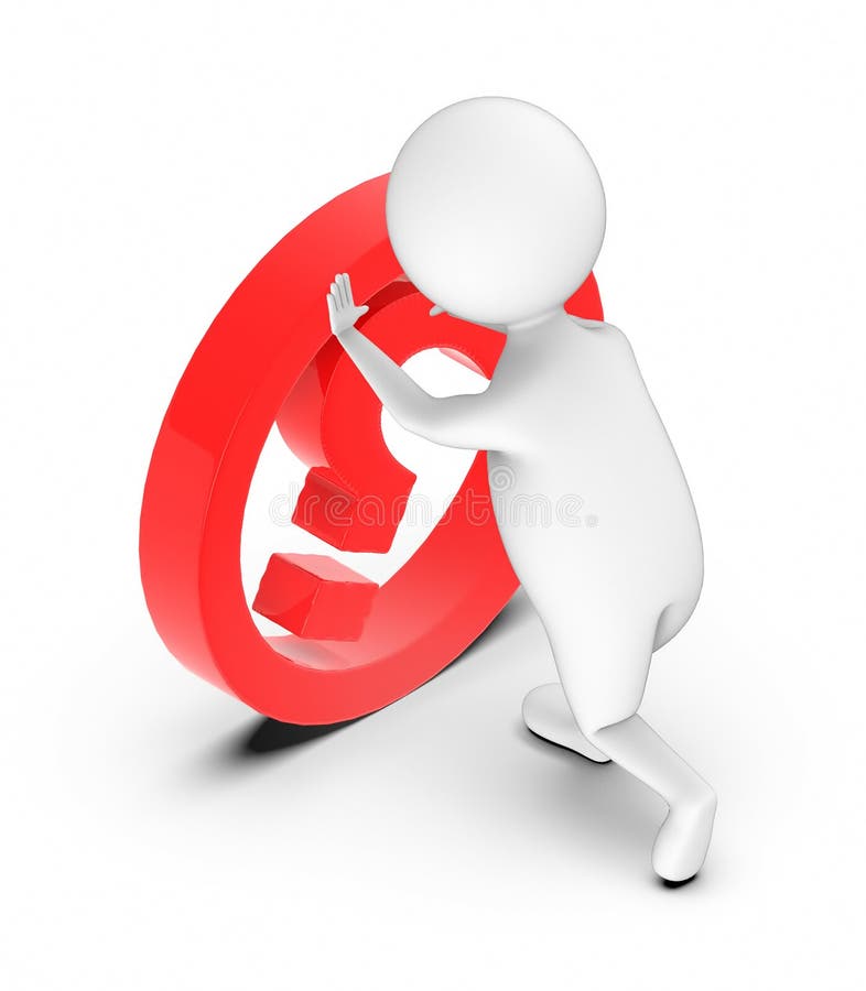 3d White People Moving a Question Mark Sign Stock Illustration ...