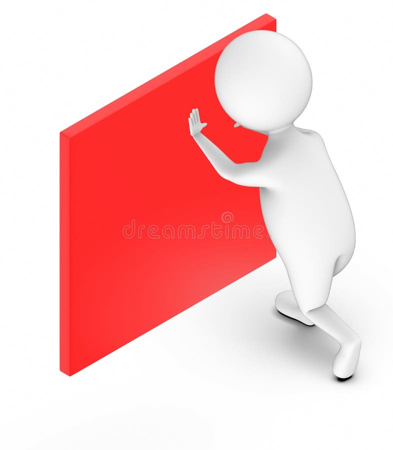 3d White People Moving a Red Board Stock Illustration - Illustration of ...