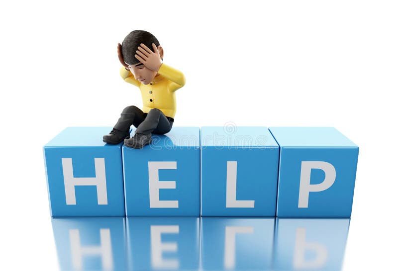 3d white people need help stock illustration. Illustration of business ...