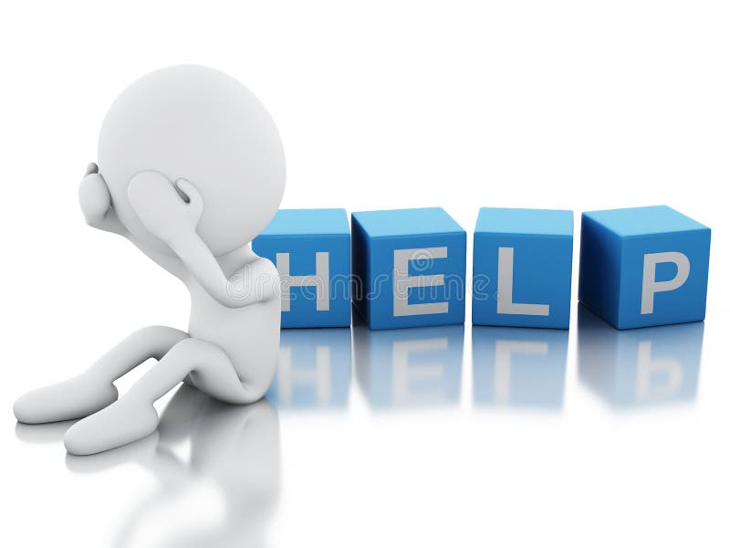 3d white people need help stock illustration. Illustration of question ...