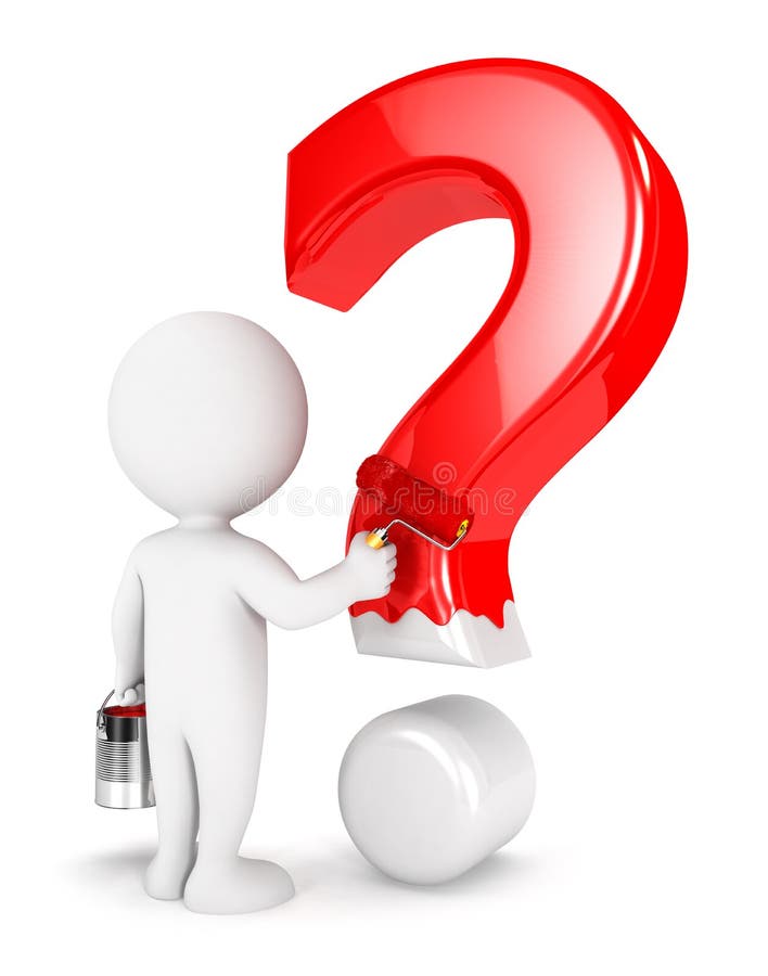 3d White People Painting Question Mark Stock Illustration ...