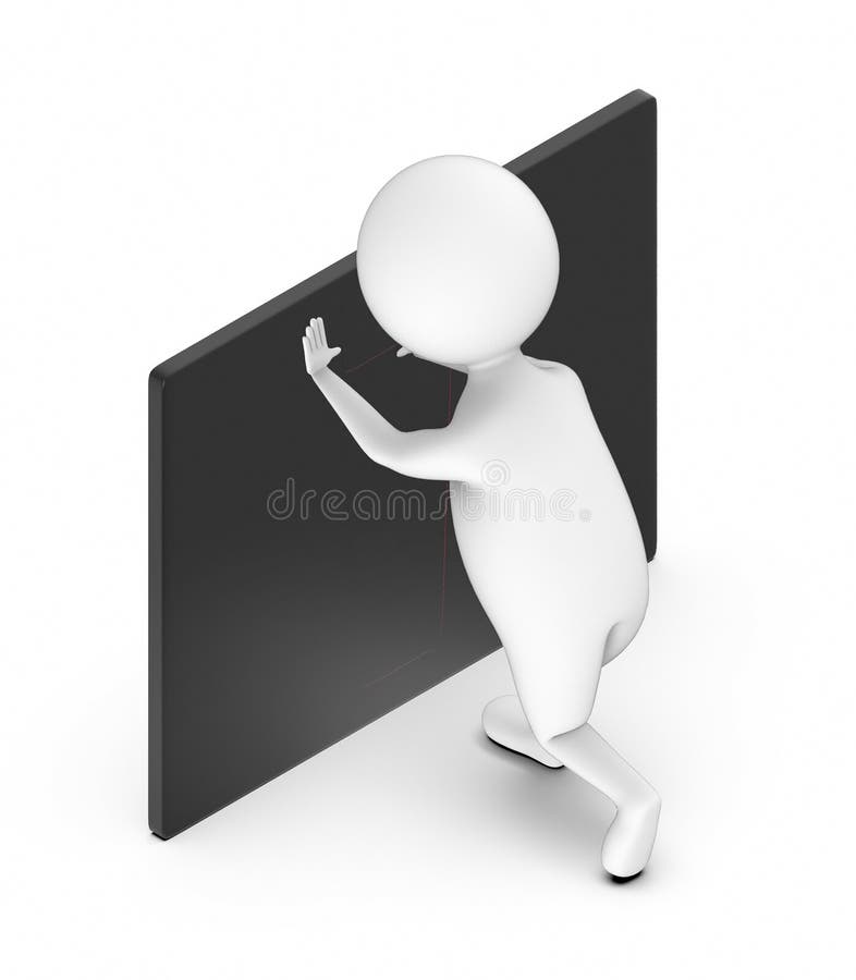 3d White People Pushing a Black Board Stock Illustration - Illustration ...