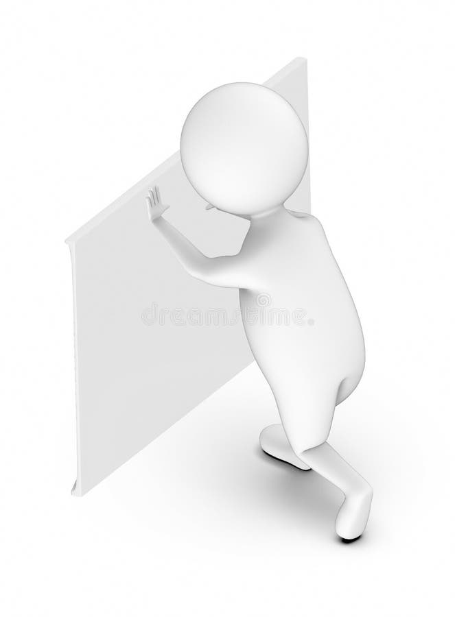 3d White People Pushing a White Board Stock Illustration - Illustration ...