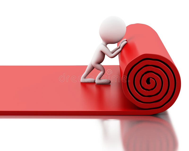 Two People Unroll Carpet of Solution Stock Illustration - Illustration ...