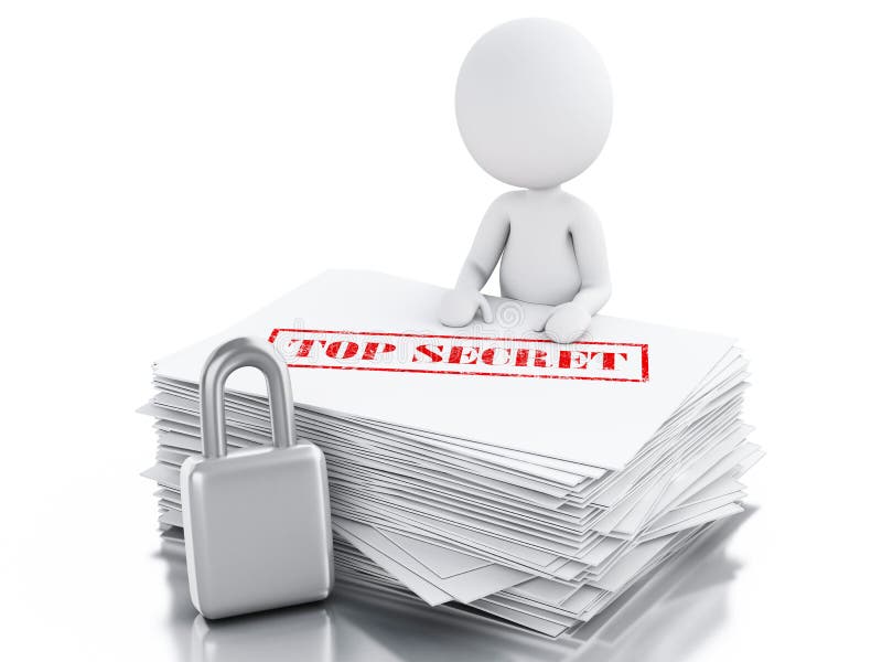 3d White People with Secret Paper Sheets. Stock Illustration ...