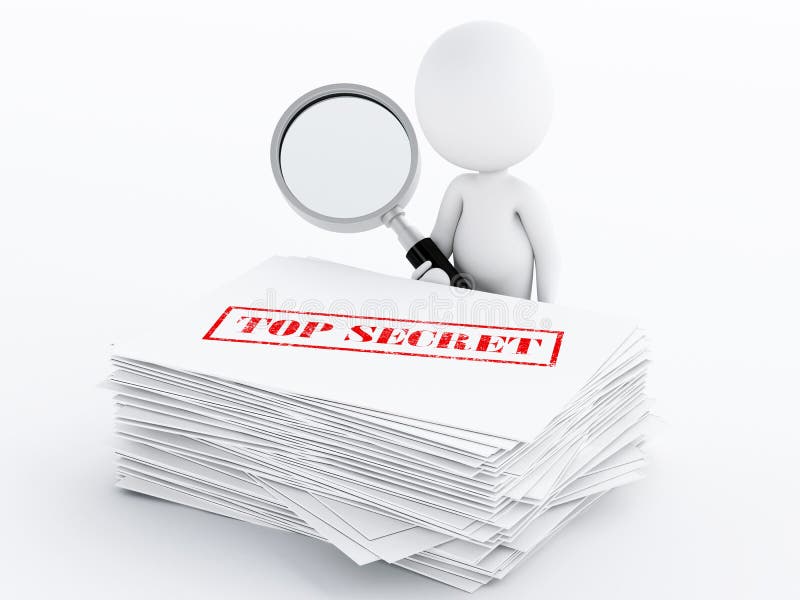 3d White People with Secret Paper Sheets. Stock Illustration ...