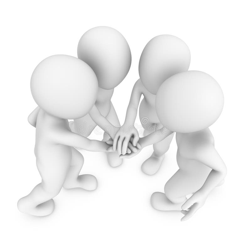 3d White People Shaking Hands. Teamwork Concept Stock Illustration ...