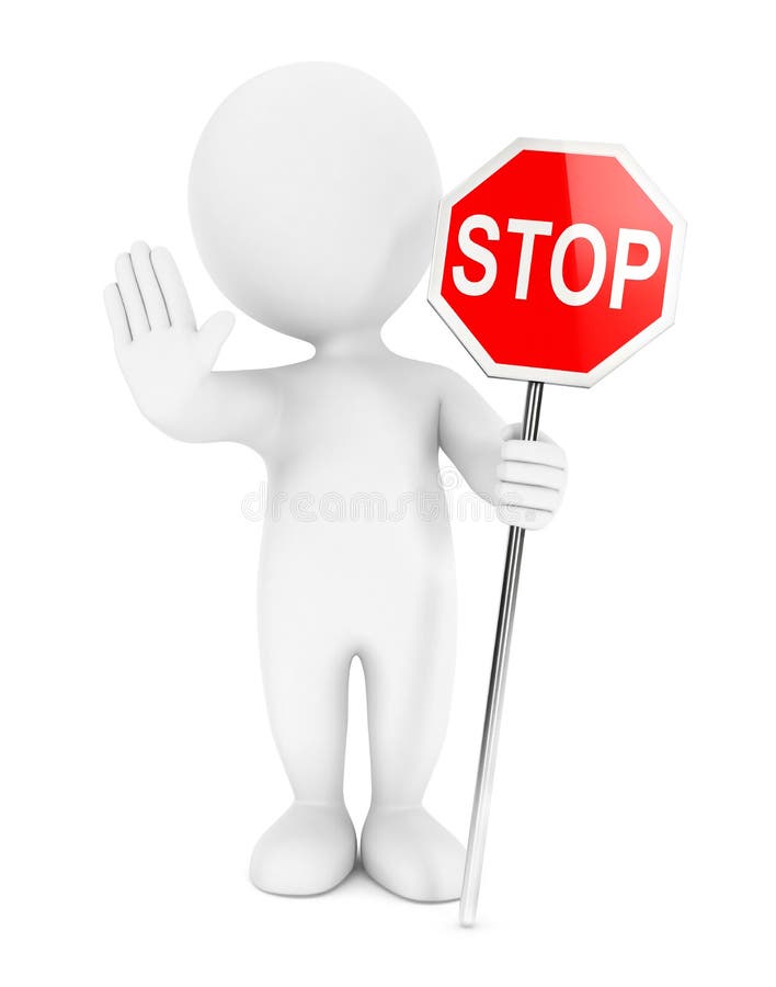 3d white people stop sign stock illustration. Illustration of traffic ...