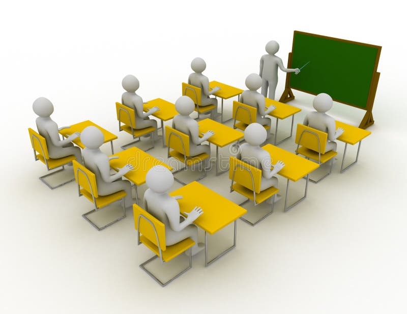3D White People. Students in Class . 3d Rendered Illustration Stock ...