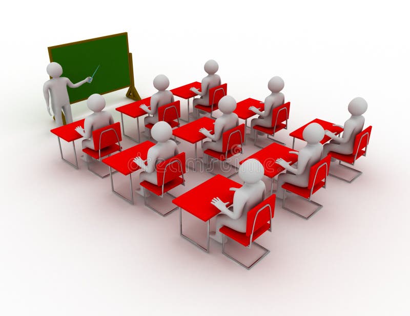 3D White People. Students in Class . 3d Rendered Illustration Stock ...