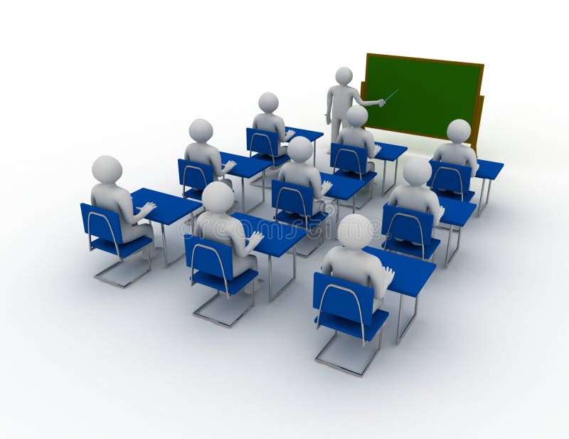 3D White People. Students in Class . 3d Rendered Illustration Stock ...