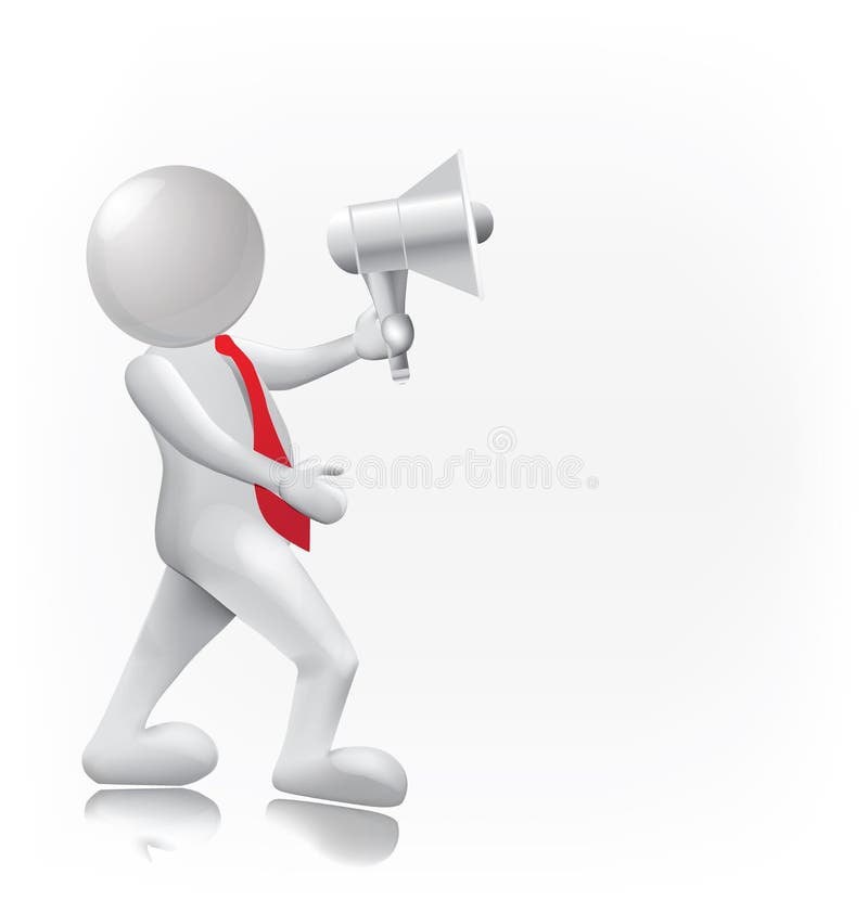 3D White People Talking with a Megaphone Stock Vector - Illustration of ...