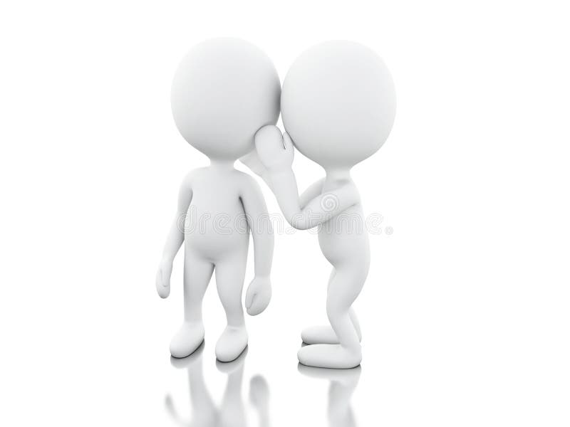 White 3d Man Whispering Secret To Another Person Stock Illustration ...