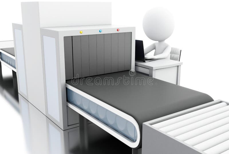 3d White People Whit Custom Scanner at the Airport Stock Illustration ...