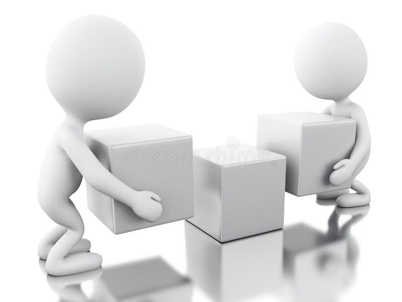 3D White People Work Together. Stock Illustration - Illustration of ...