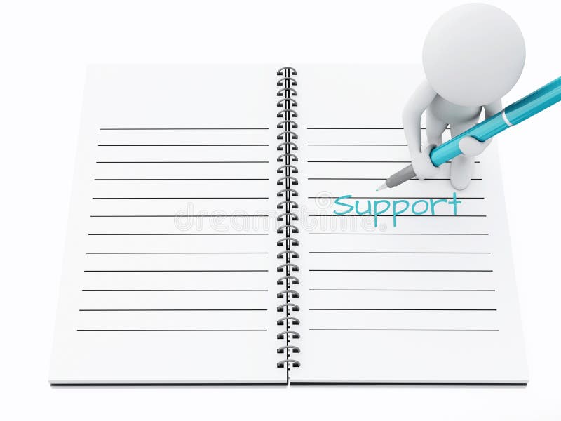 3d White People Writing Support on Notebook Page. Stock Illustration ...
