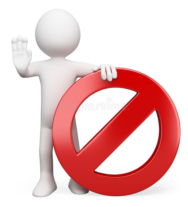 3D White People. Forbidden Sign Stock Illustration - Illustration of ...