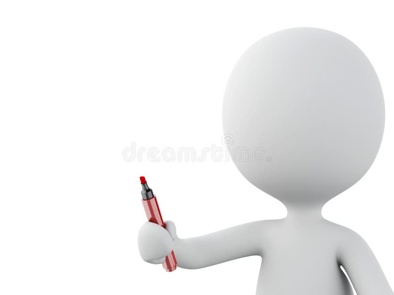 3d White Person with Marker. Stock Illustration - Illustration of ...