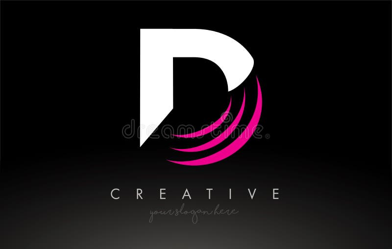D White and Pink Swoosh Letter Logo Letter Design with Creative Concept ...