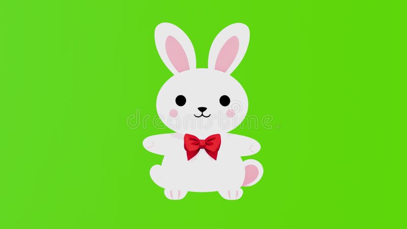 2d White Plush Rabbit Isolated on a Green Screen Stock Footage - Video ...