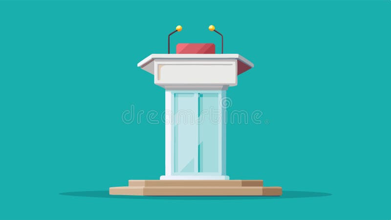 3d White Pulpit Speech Podium with Microphone. Rostrum Speaker Stand ...