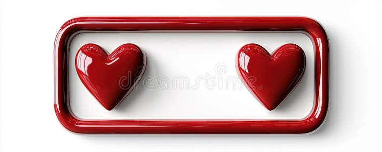 3D White Rectangular Frame with Red Hearts for Romantic Design or Love ...