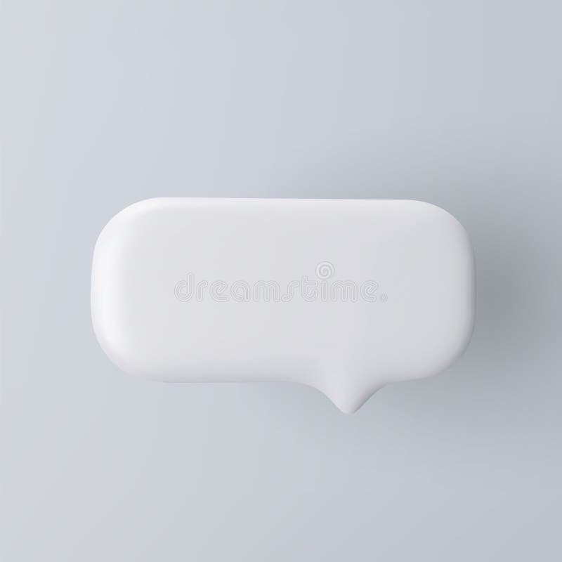 3D White Rectangular Speech Bubble Icon on a Grey Background. Stock ...