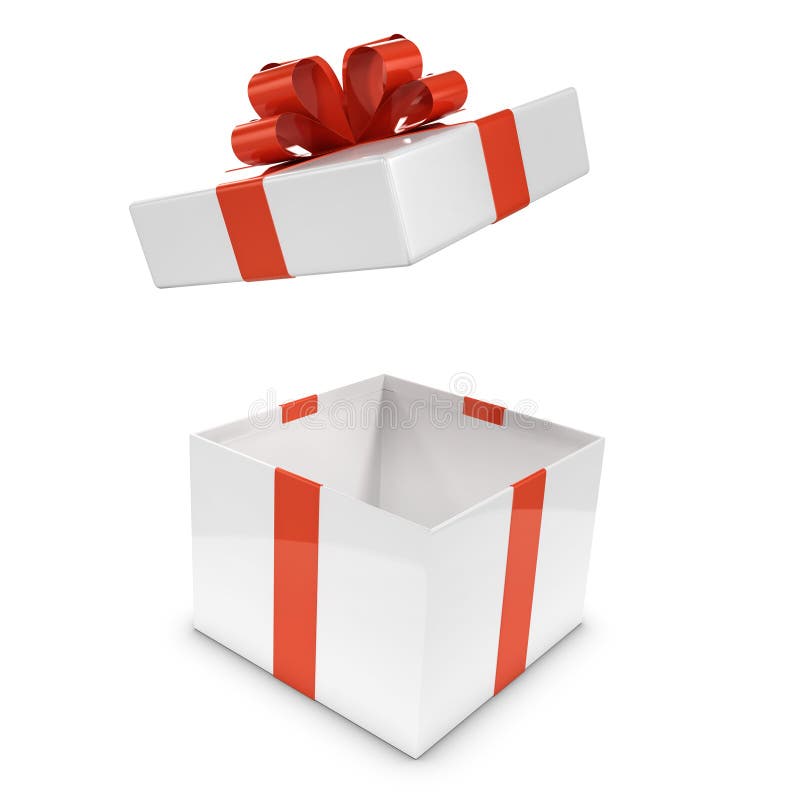 3d White and Red Gift Box Bursts Open Stock Illustration - Illustration ...