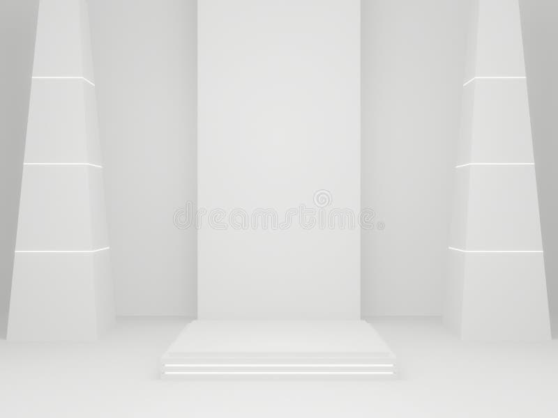 3D White Scientific Product Stand. White Background Stock Illustration ...