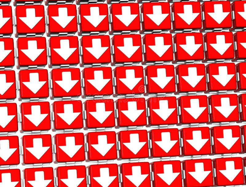 3D White Sign Arrows in Red Blocks Stock Illustration - Illustration of ...