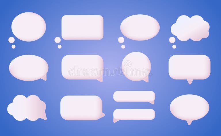 3d White Speech Bubble, Social Media Chat Message Icon. Empty Text Bubbles in Various Shapes ...
