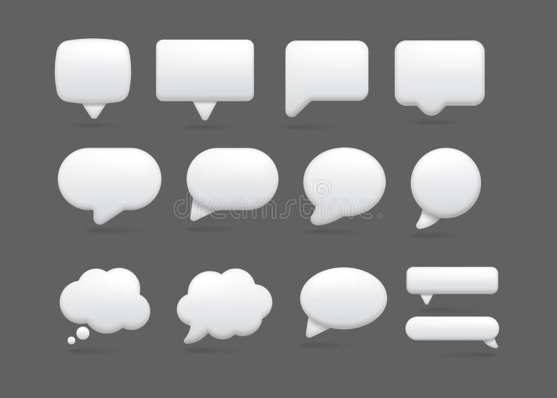 3d White Speech Bubbles Shape of Collection Stock Vector - Illustration ...