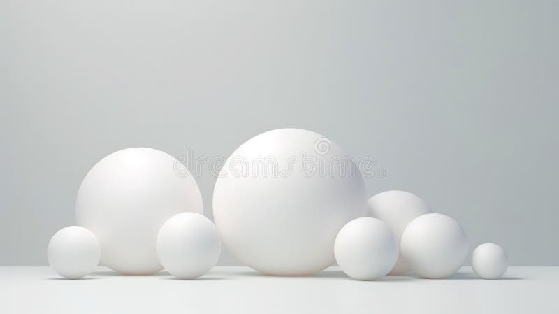 3D White Spheres of Different Sizes and Transparency. Pastel Colour ...