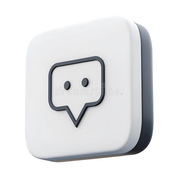 3 D White Square Chat Icon Dark Grey Outline Message Stock Illustration ...