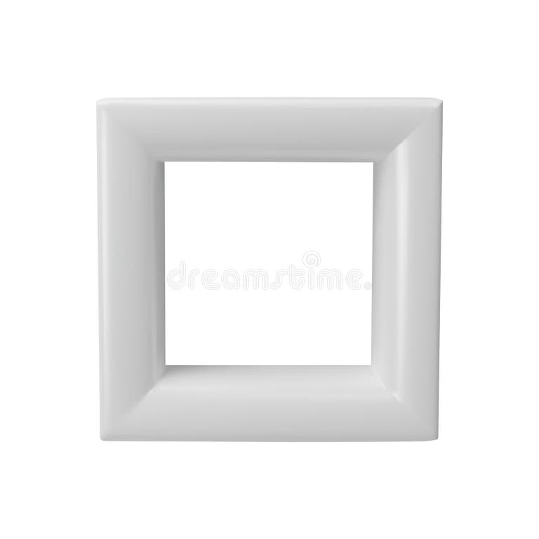 3d White Square Frame, Geometric Decorative Shape. Stock Illustration ...