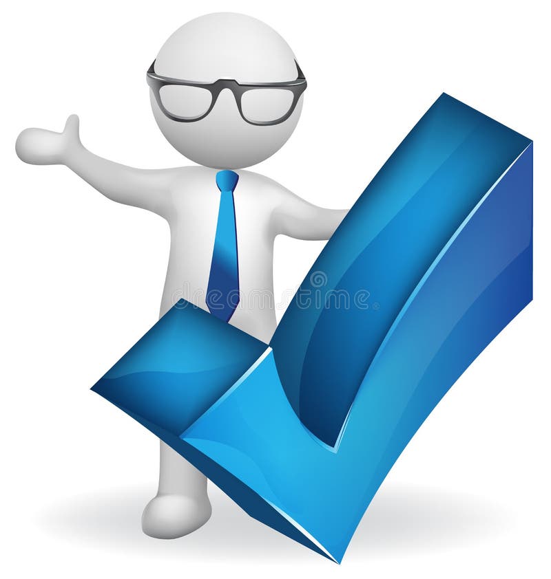 3d White Student Man with Check Right Symbol Stock Vector ...