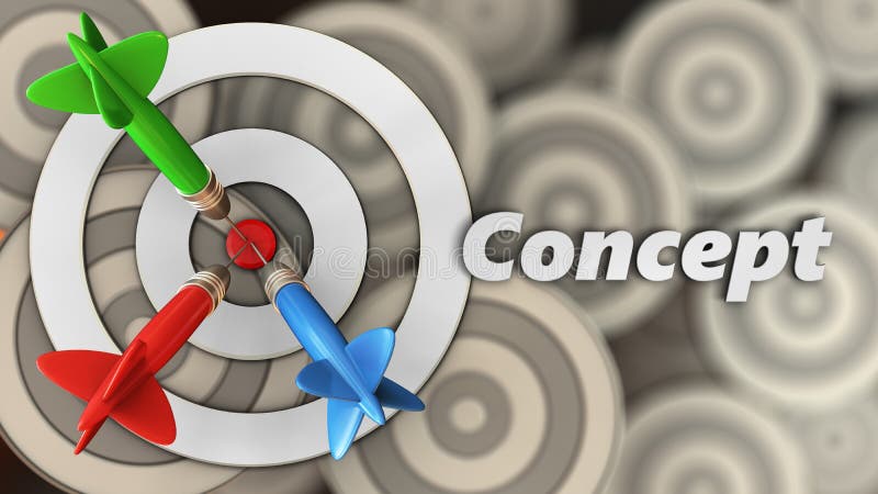 3d White Taget with Concept Sign Stock Illustration - Illustration of ...