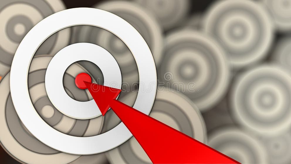 3d White Taget with Red Arrow Stock Illustration - Illustration of gray ...