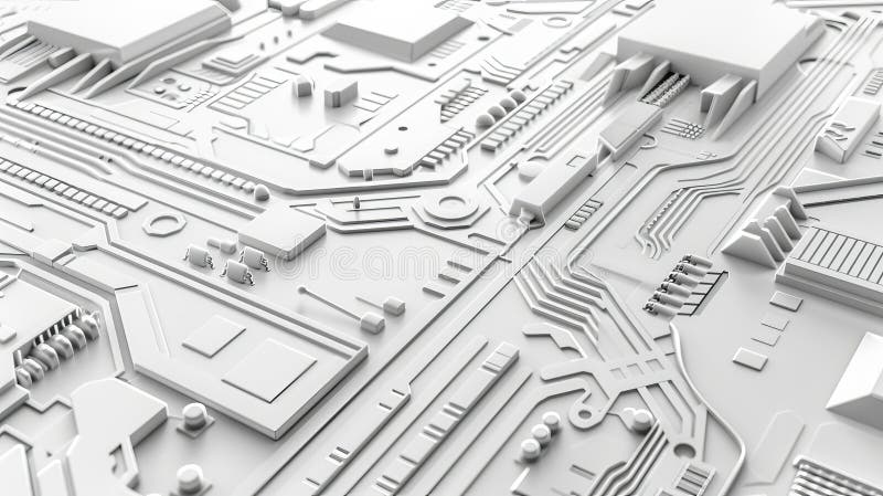 3D White Tech Background with Futuristic Abstract Circuit Board Texture ...