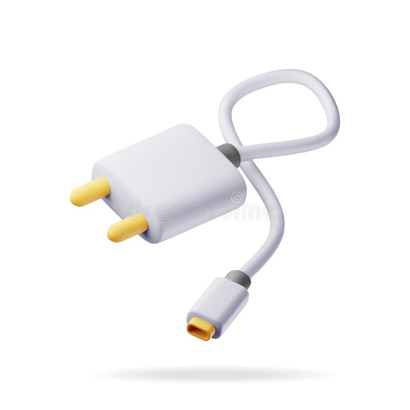 3d White USB Charger Isolated on White Stock Illustration ...