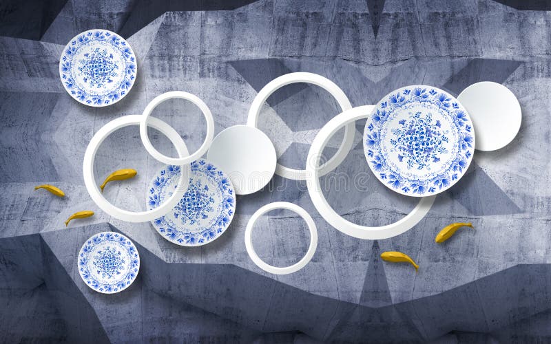 3D White Wallpaper with Grey Elements, Stock Illustration ...