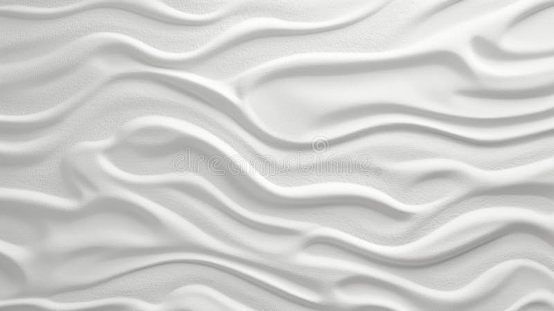 3D White Wavy Pattern. Seamless Gypsum Panel with Smooth Fluid Shapes ...