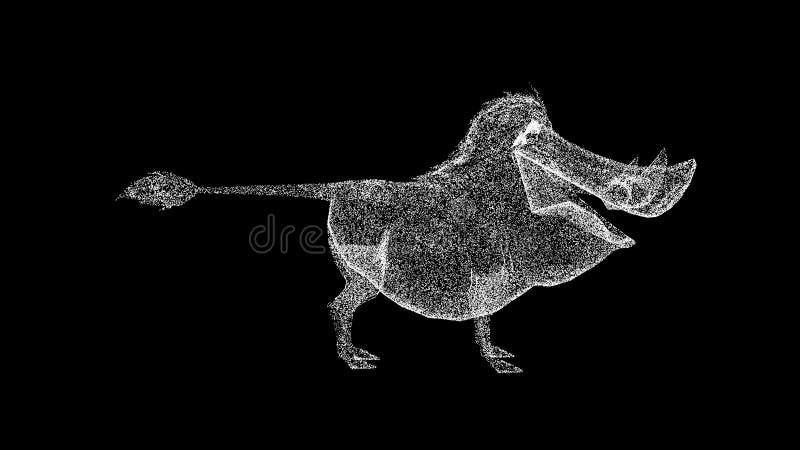 3D Wild Boar Warthog on Black Bg. Wild Animals Concept. Protection of ...