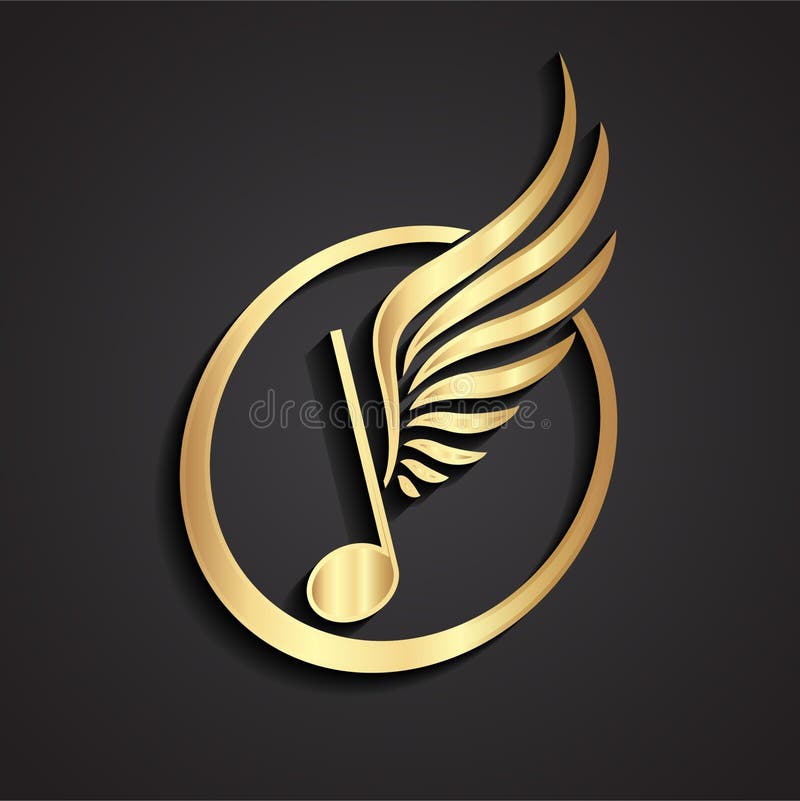 3d Winged Music Note Gold Logo Stock Vector - Illustration of mark ...