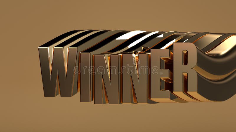3D Winner Wavy Motion Text Effect in Gold Metallic Light on Brown ...
