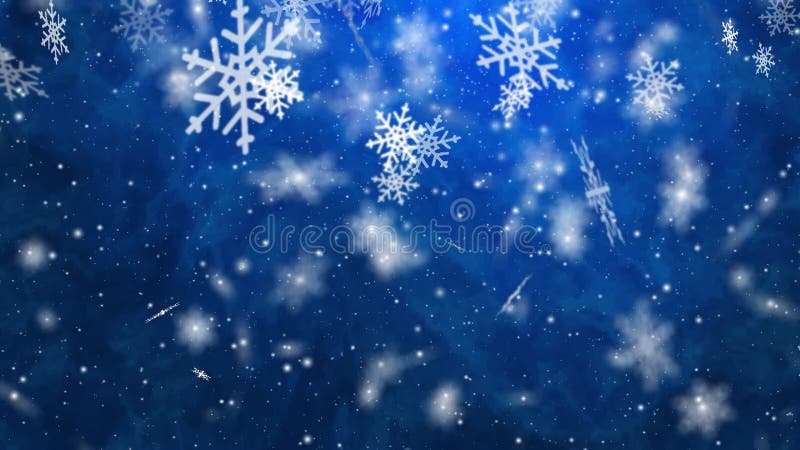 3D Winter Snow Flakes Animated Particles on Blue Gradient Background ...