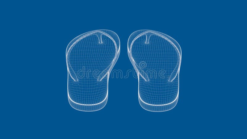 3D Wire-frame Model of Flip Flops Stock Video - Video of blue, rubber ...