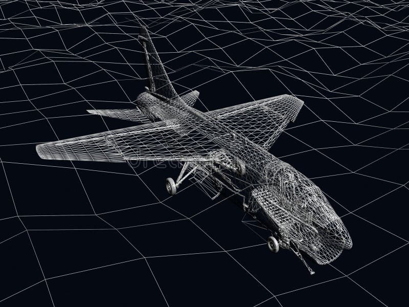 3d Wire Frame Sketch of F-16 Hornet Fly Over Sea Stock Image - Image of ...