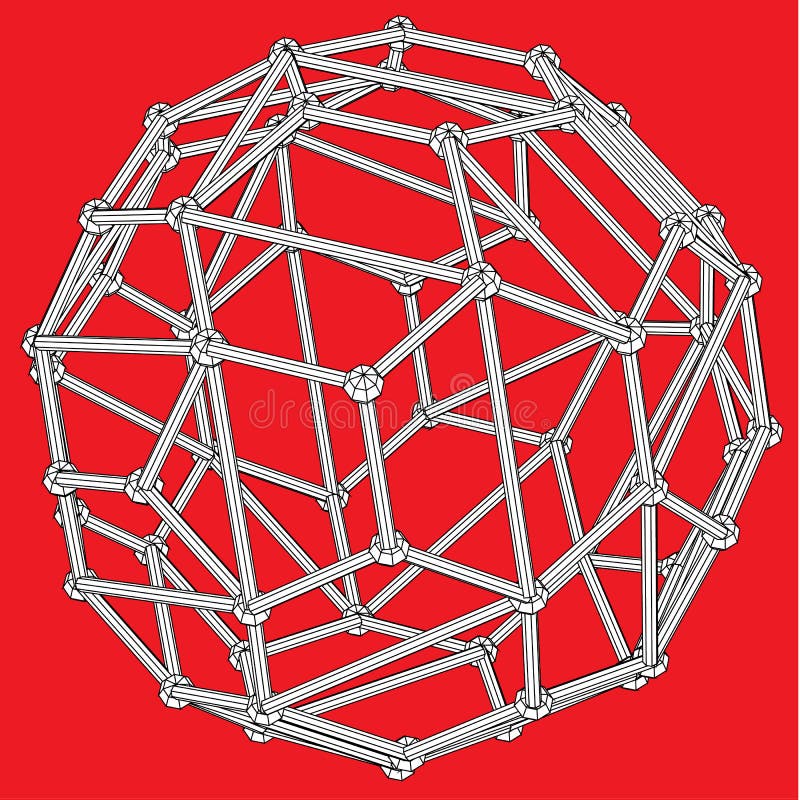 3d Wireframe Abstract Net Sphere Stock Vector - Illustration of peaks ...